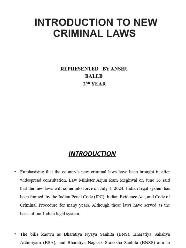 Anshu - New Criminal Laws | PDF | Crimes | Crime & Violence