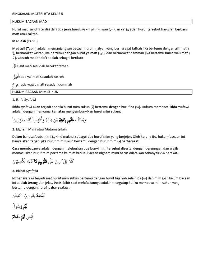 Ringkasan Materi Bta Kelas 5 SMT Genap | PDF
