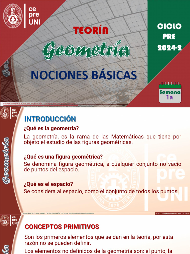 SEMANA 1a - NOCIONES BÁSICAS | PDF | Conjunto (Matemáticas) | Geometría