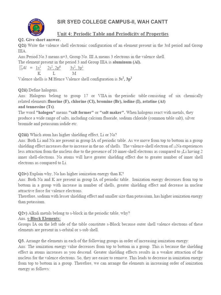 Chemistry Unit 4 Review Exercise Pdf Ion Chemical Bond