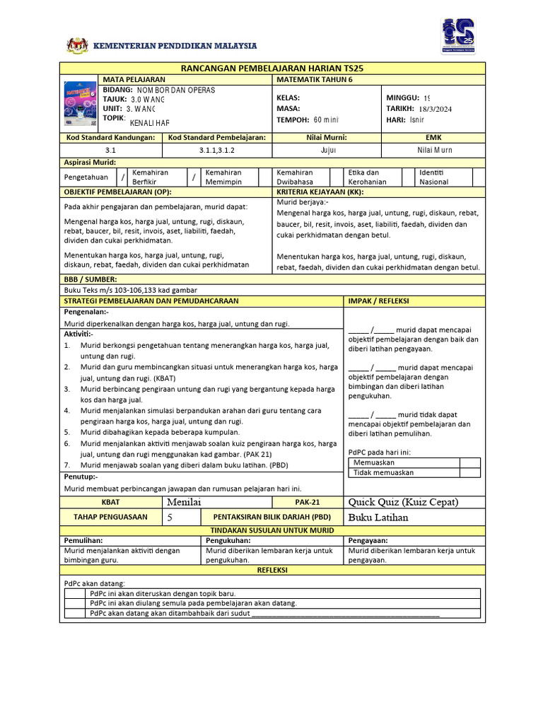 MT THN 6 Ts25 Tajuk 3 (Minggu 19-22) | PDF