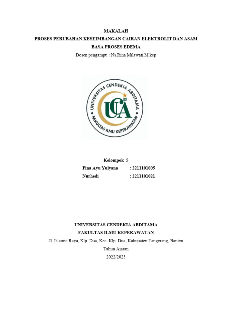 PROSES PERUBAHAN KESEIMBANGAN CAIRAN ELEKTROLIT DAN ASAM BASA PROSES ...