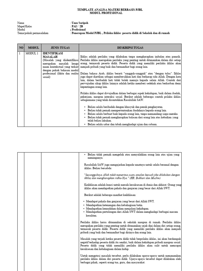 Tugas PJBL - Modul 9 - Umu Saripah - 2 | PDF | Karier & Perkembangan