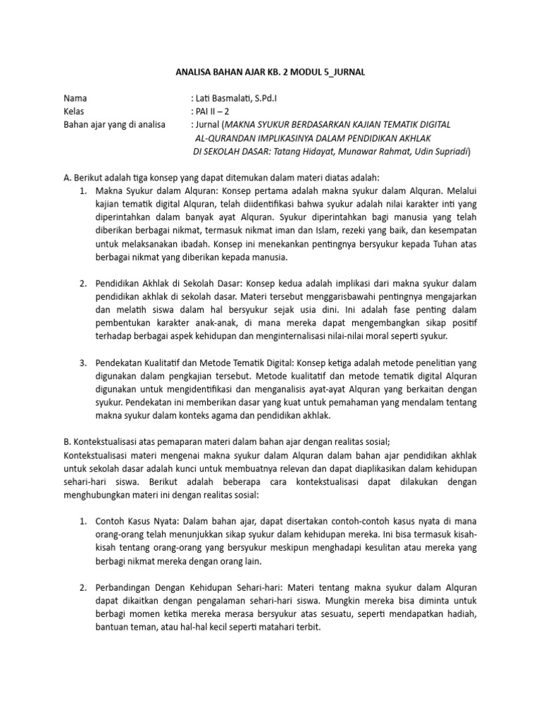 Analisa Bahan Ajar KB 2. Modul 5 | PDF | Karier & Perkembangan