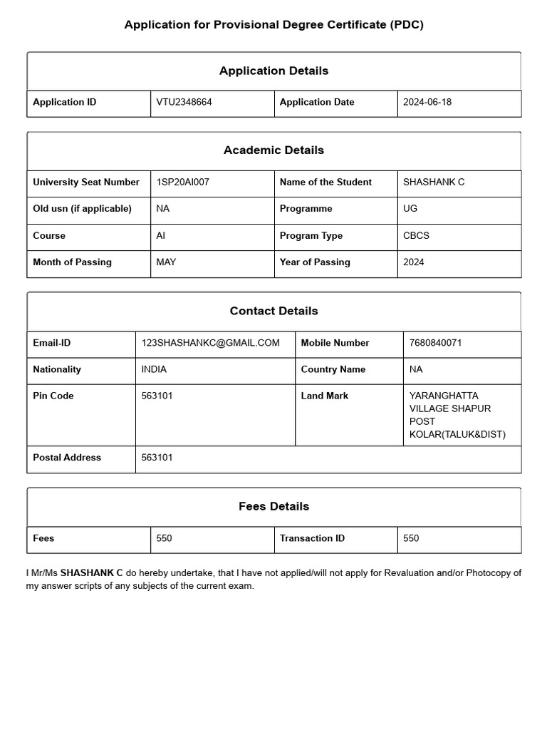PDC Certificate Shashank | PDF