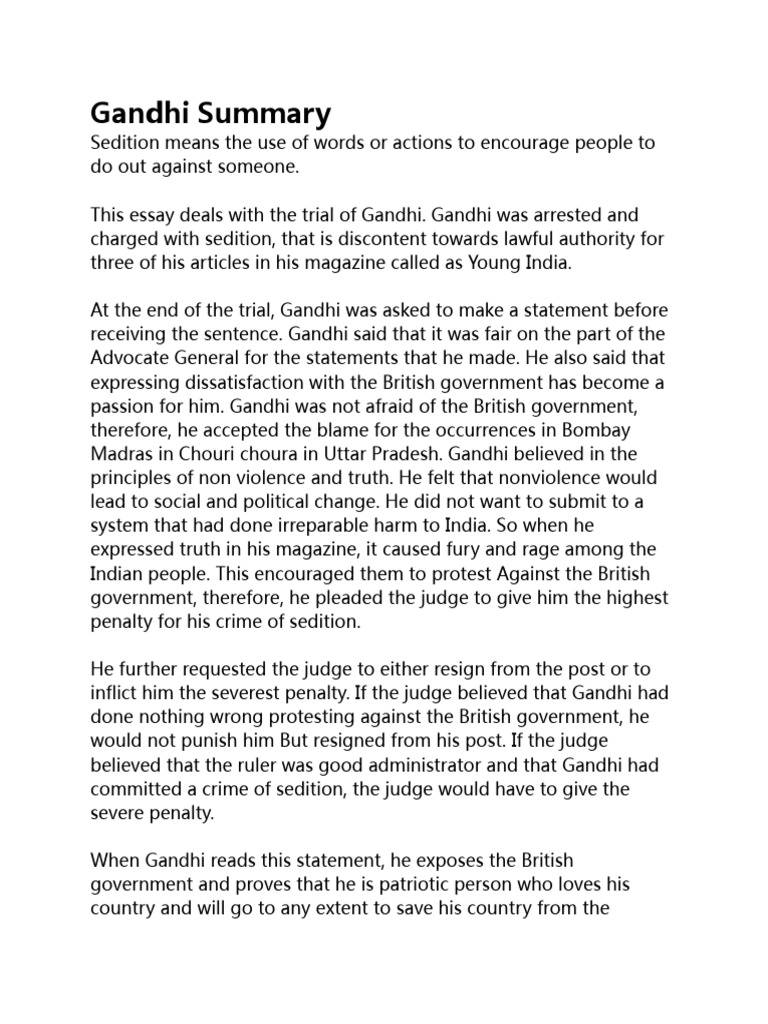 Gandhi Summary 20240506140623 | PDF | Mahatma Gandhi | British Raj