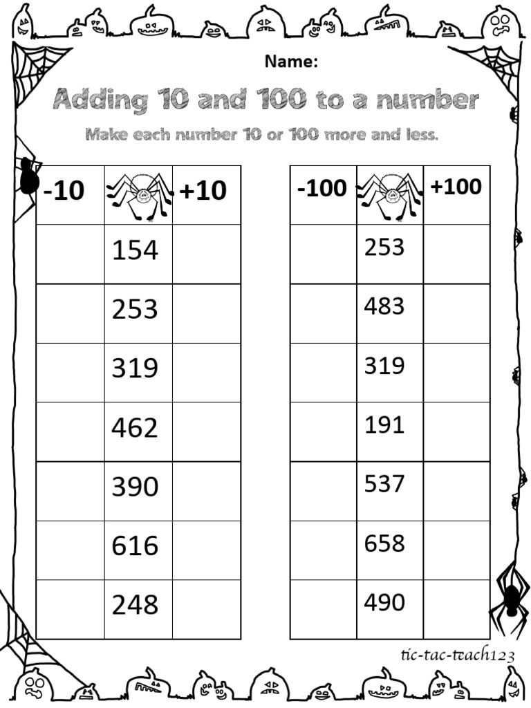 Adding 10 and 100 To A Number: Name | PDF
