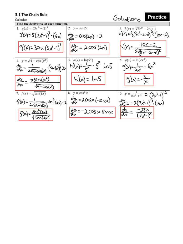 The Chain Rule Notes ANSWER | PDF