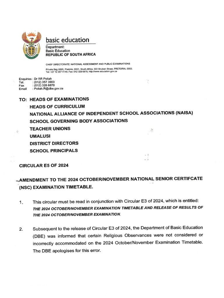 DBE Cir E5 of 2024 Amendment To The 2024 Oct-Nov - 240701 - 172718 | PDF