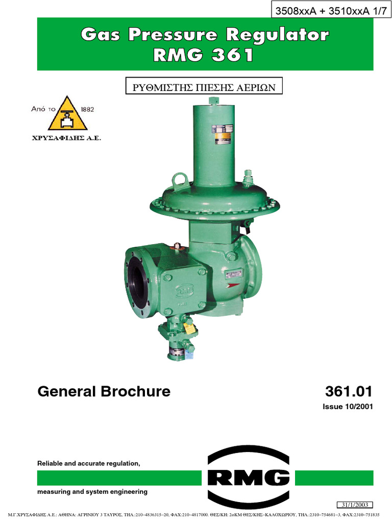 RMG Gas Regulator 361 | PDF | Valve | Equipment