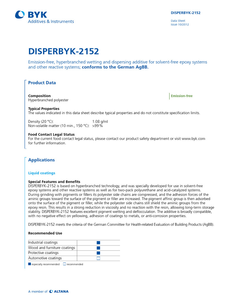 Tds Disperbyk-2152 en | PDF | Epoxy | Chemical Substances