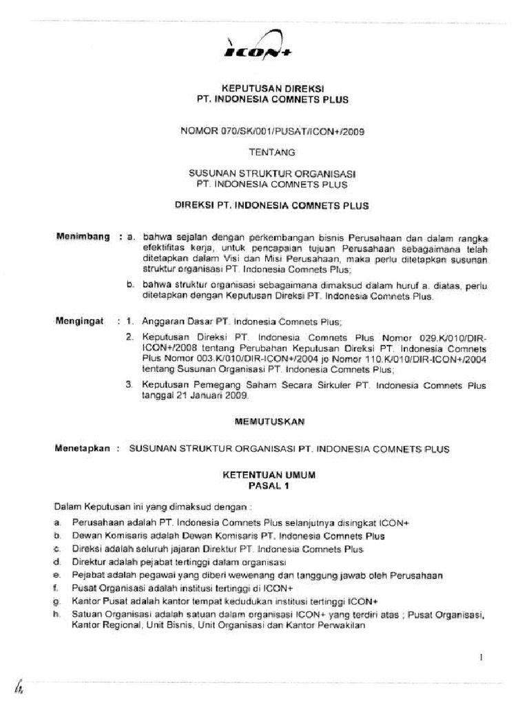 Struktur Organisasi ICON+ - 20240627 - 211042 | PDF