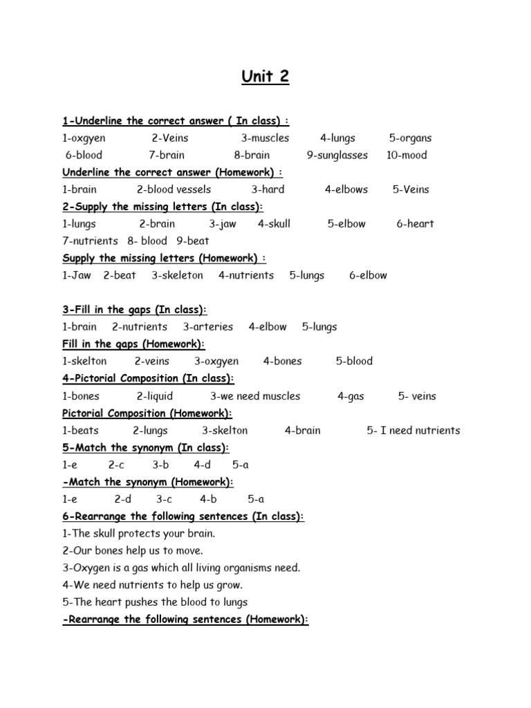 U2 Model Answer | PDF | Heart | Language Mechanics