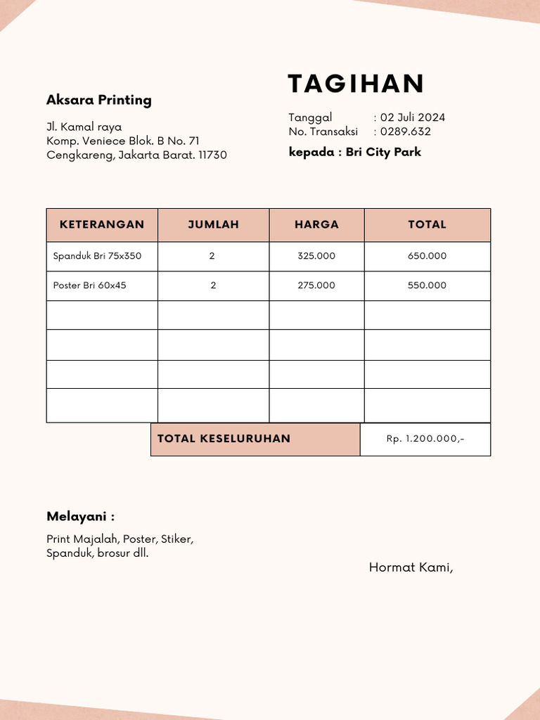 Invoice Percetakan - 20240703 - 071825 - 0000 | PDF