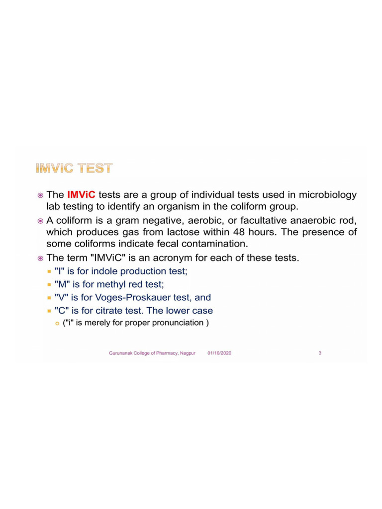IMViC Test | PDF