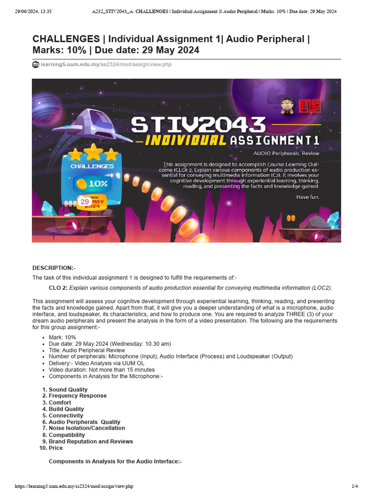 A232 - STIV2043 - A - CHALLENGES - Individual Assignment 1 - Audio ...