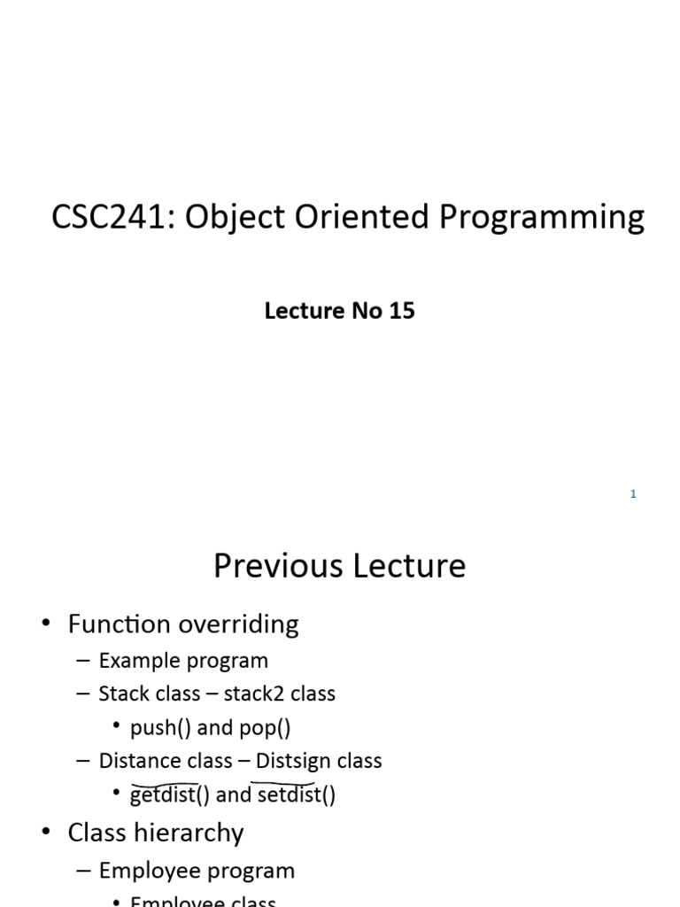 Lecture 15 | PDF | Inheritance (Object Oriented Programming) | Class ... Lecture 15 | PDF | Inheritance (Object Oriented Programming) | Class ...