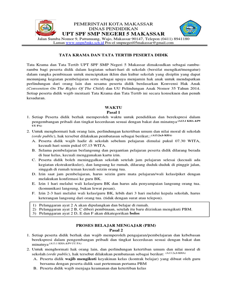 Tata tertib smp 5 2024-2025 | PDF