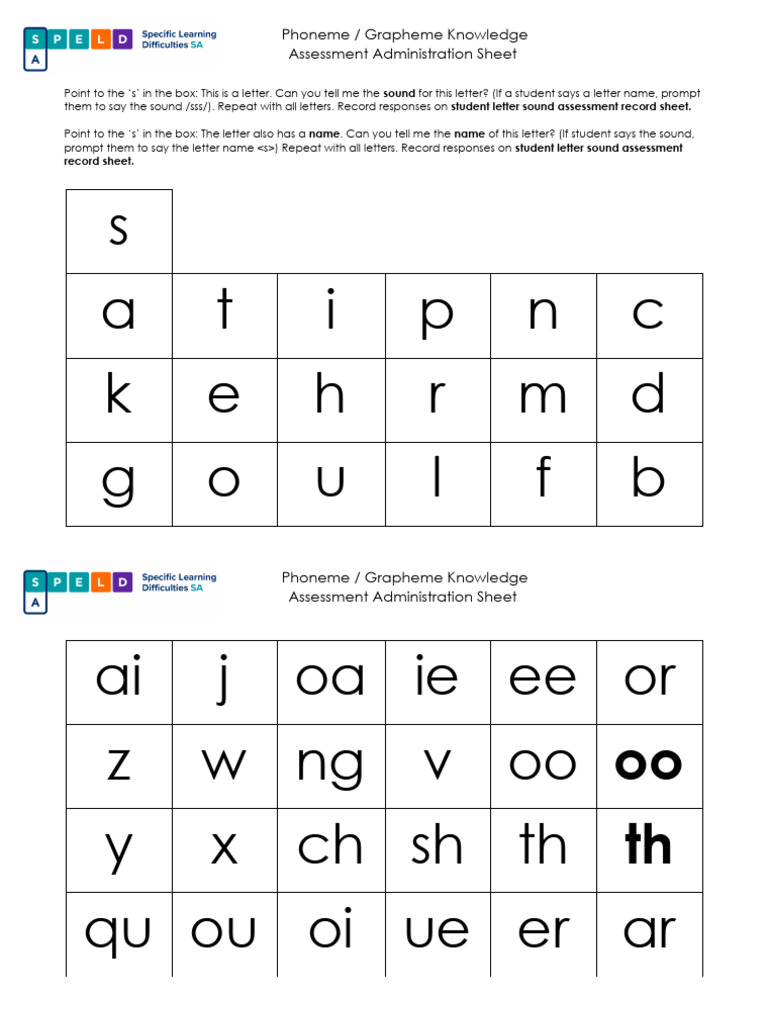Student Letter Sound Knowledge Assessment | PDF