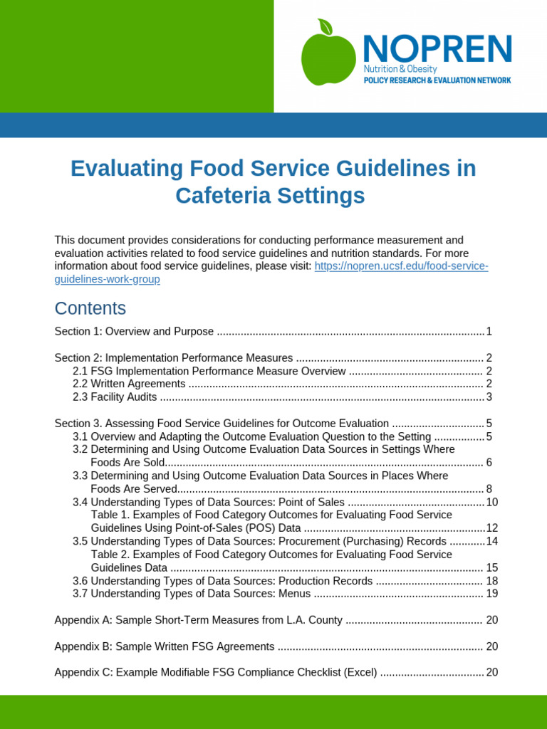 Food Service Guidelines Cafeteria Evaluation Guide - FINAL - 7 - 2021 | PDF | Point Of Sale ...