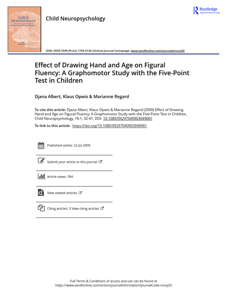 Effect of Drawing Hand and Age On Figural Fluency A Graphomotor Study ...
