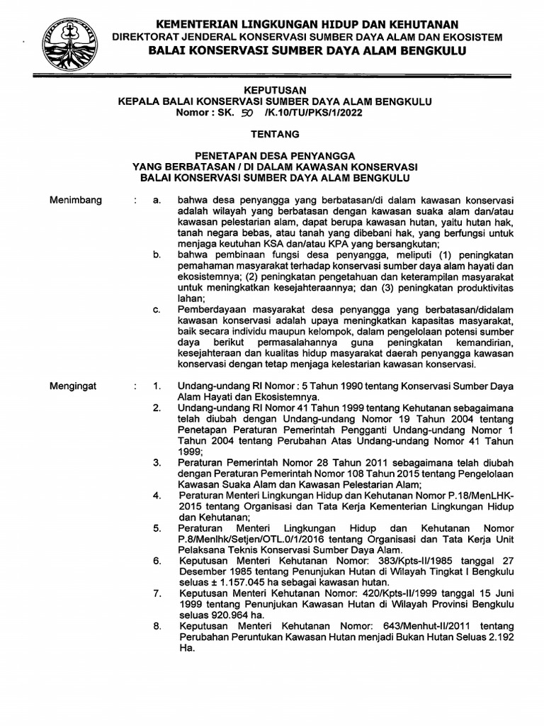 SK. 50 - Penetapan Desa Penyangga - Cap | PDF