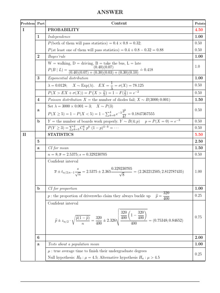 Answer 2022-2023 (SE 1) | PDF | Statistics | Methodology
