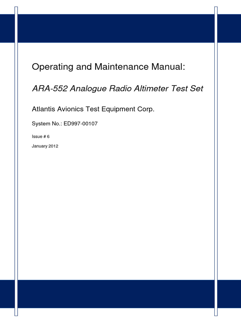 ARA-552 Operations Manual | PDF | Relay | Power Supply
