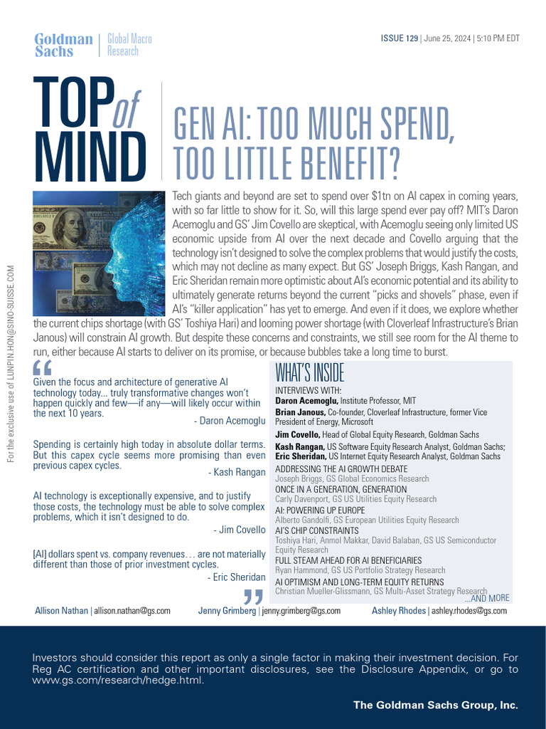 Top of Mind - Gen AI - Too Much Spend, Too Little Benefit 2 | PDF ...
