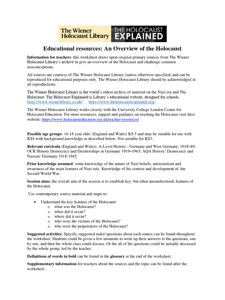 Holocaust Overview for Educators | PDF | Extermination Camp | The Holocaust