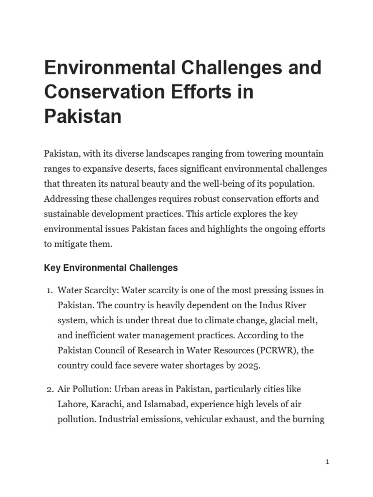 Environmental Challenges and Conservation Efforts in Pakistan | PDF ...
