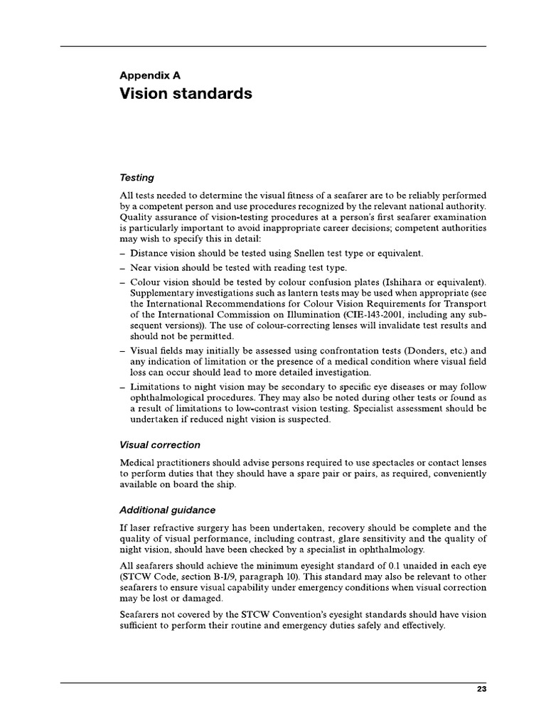 ILO- Vision Standards | PDF
