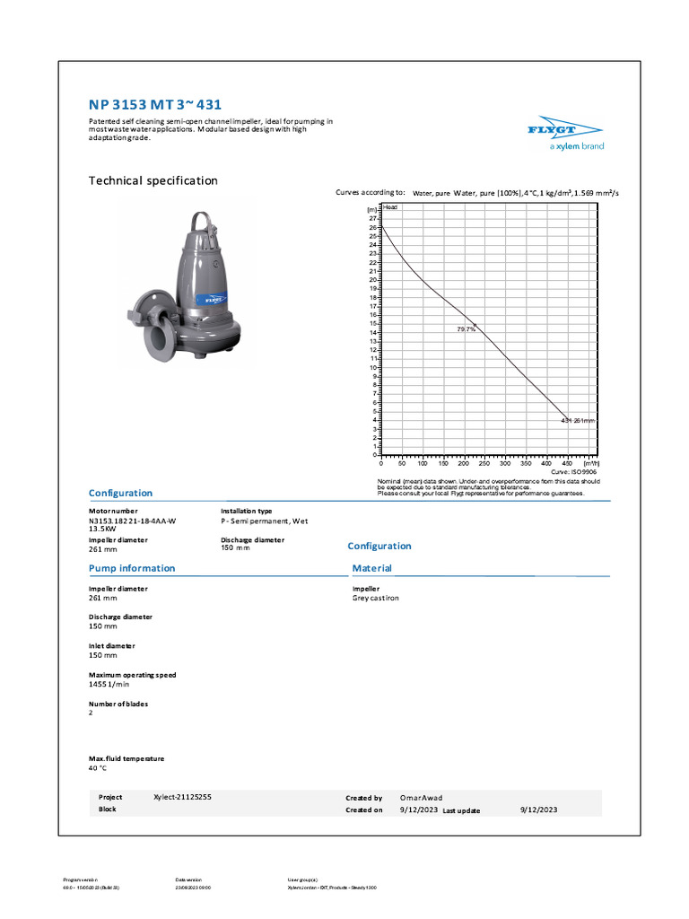 NP 3153 MT 3 431 - Option B | PDF | Electric Motor | Pump