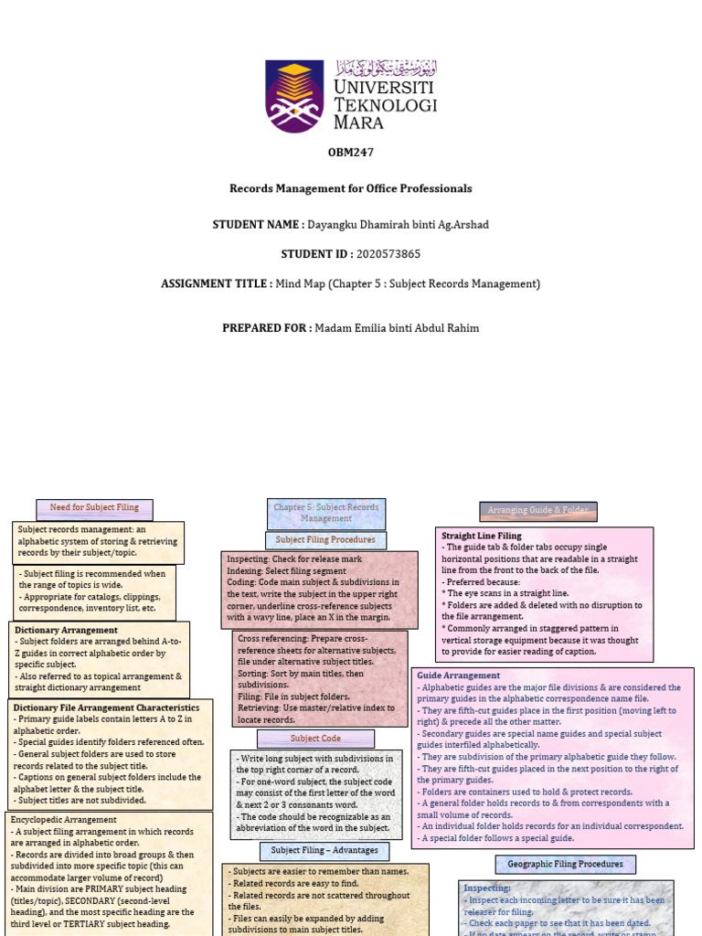 OBM247 Mind Map: Subject Records Management | PDF | Database Index ...