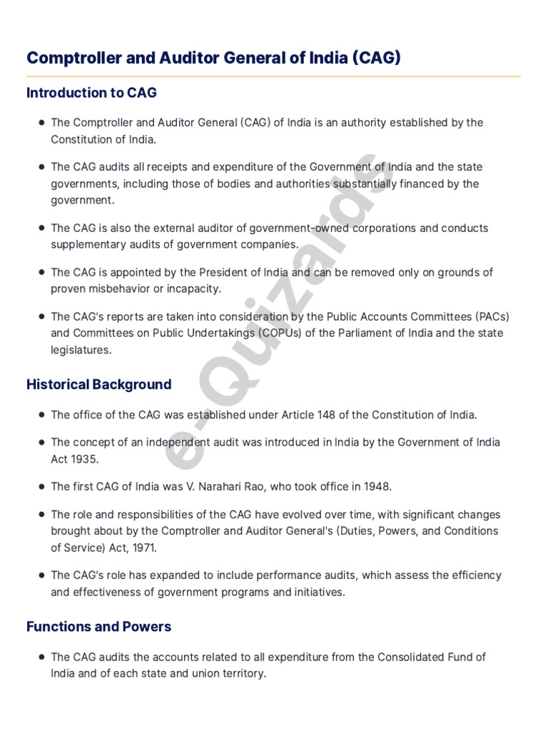 CAG Polity | PDF | Audit | Regulatory Compliance