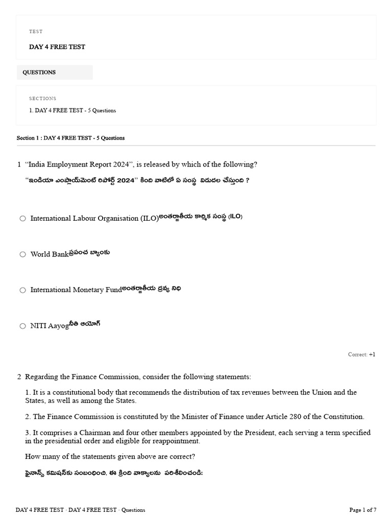 Day 4 Free Test | PDF