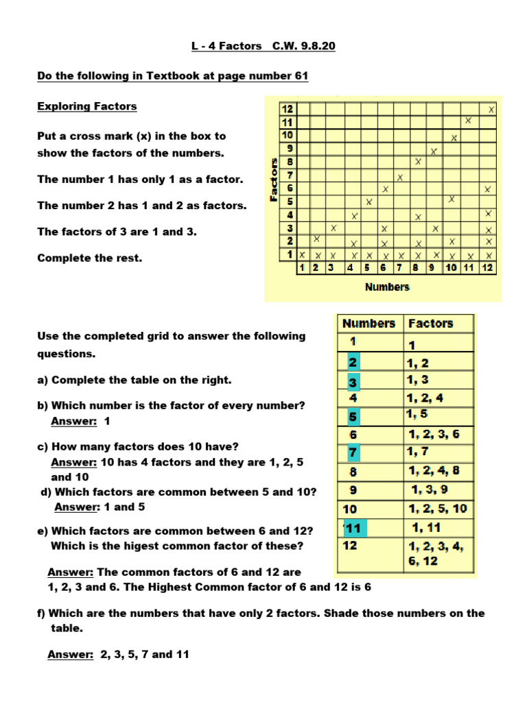 1) Explore Factors, Primes Composites | PDF | Mathematical Notation ...
