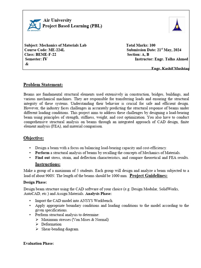 PBL Mechanics of Material | PDF | Beam (Structure) | Structural Analysis
