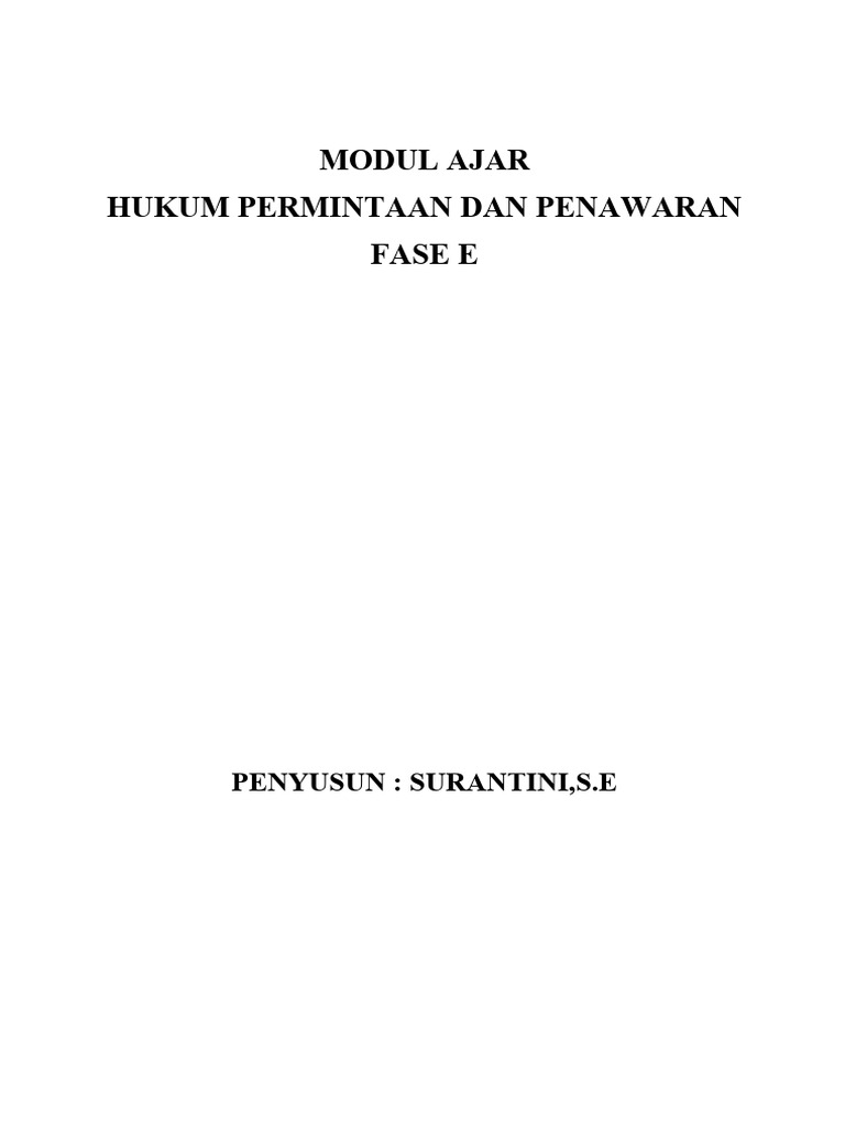 Modul Ajar Surantini - Permintaan Dan Penawaran | PDF