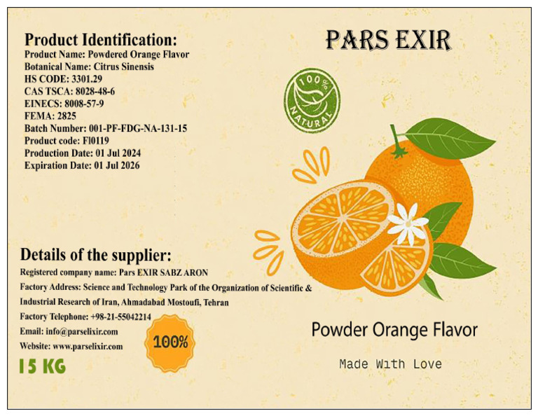 Bag Label - Powder Orange COA | PDF