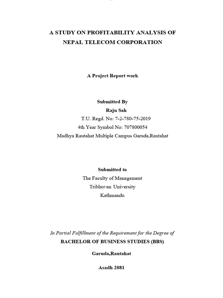 Raju Sah 00 (A Study On Profitability Analysis of Nepal Telecom ...