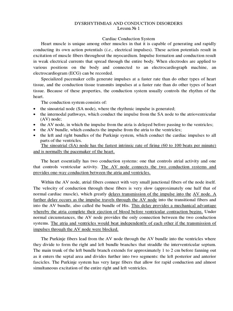 Dysrhythmias and Conduction Disorders 1 | PDF | Electrocardiography | Heart