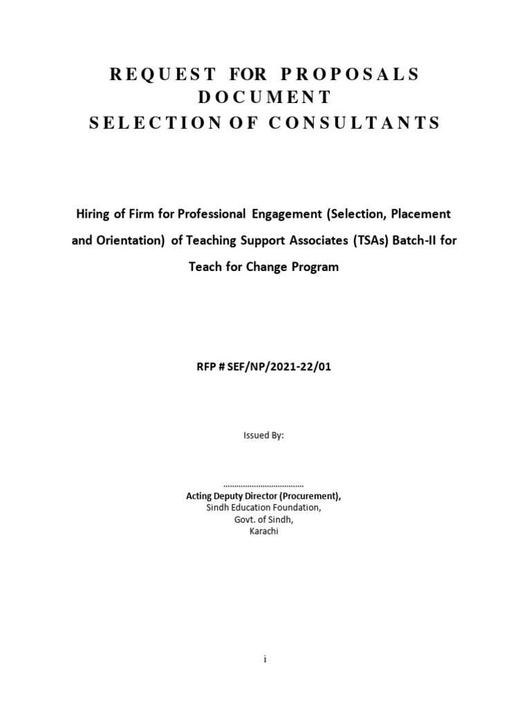 RFP Bidding Documents Hiring Metors | PDF | Request For Proposal ...