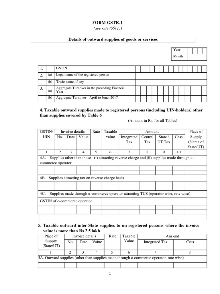 Form Gstr 1 Pdf Taxes Invoice