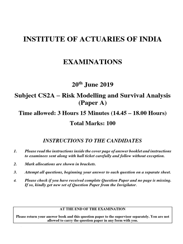 IAI CS2A Risk Modelling and Survival Analysis | PDF | Markov Chain ...