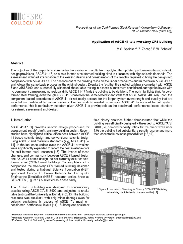 ASCE 41 Seismic Evaluation of CFS Building | PDF | Structural Load | Shear Stress