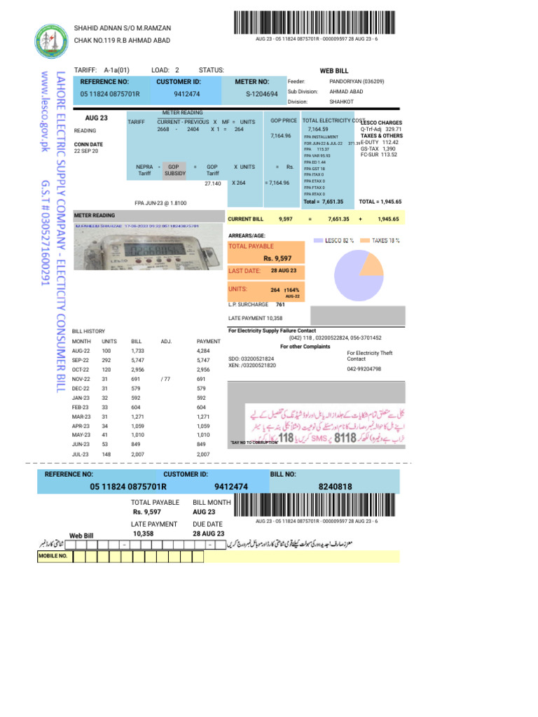 Lesco- Web Bill | Download Free PDF | Payments | Government Finances