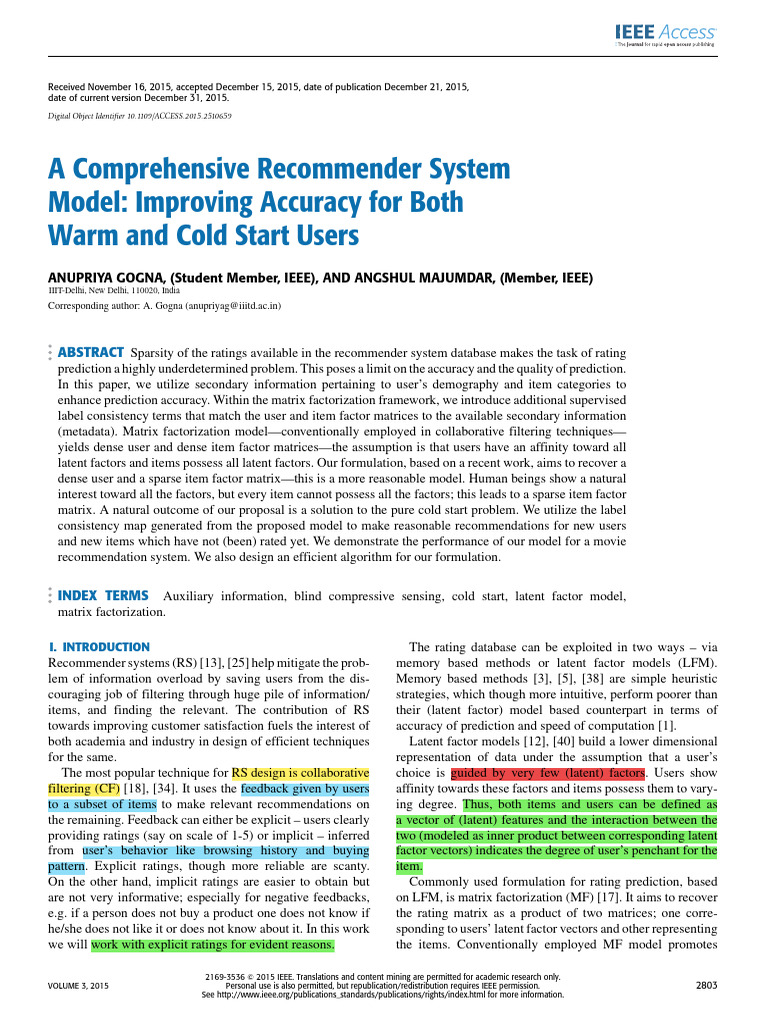 Enhanced Recommender System Model | PDF | Matrix (Mathematics ...