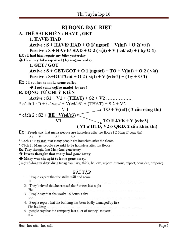 Bai Tap Lop 9bi Dong Dac Biet | PDF