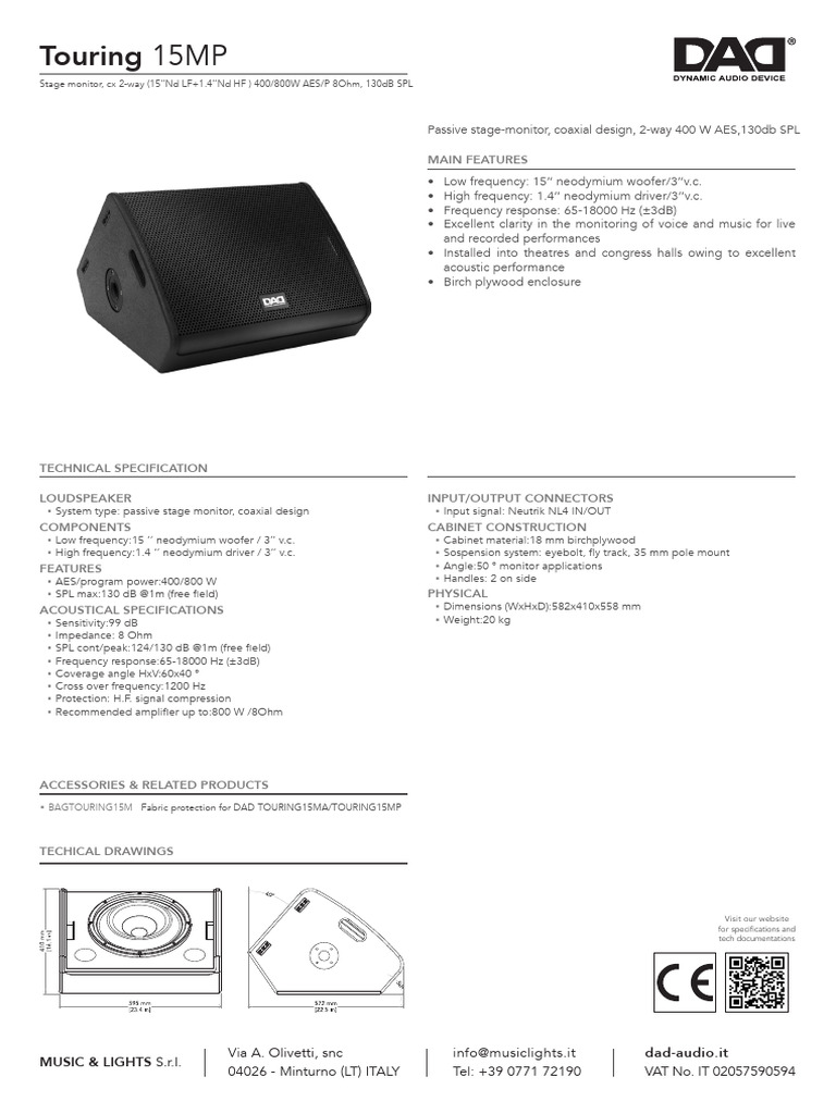 Dad Touring15mp A4 Datasheet (En) | PDF | Loudspeaker | Electronics